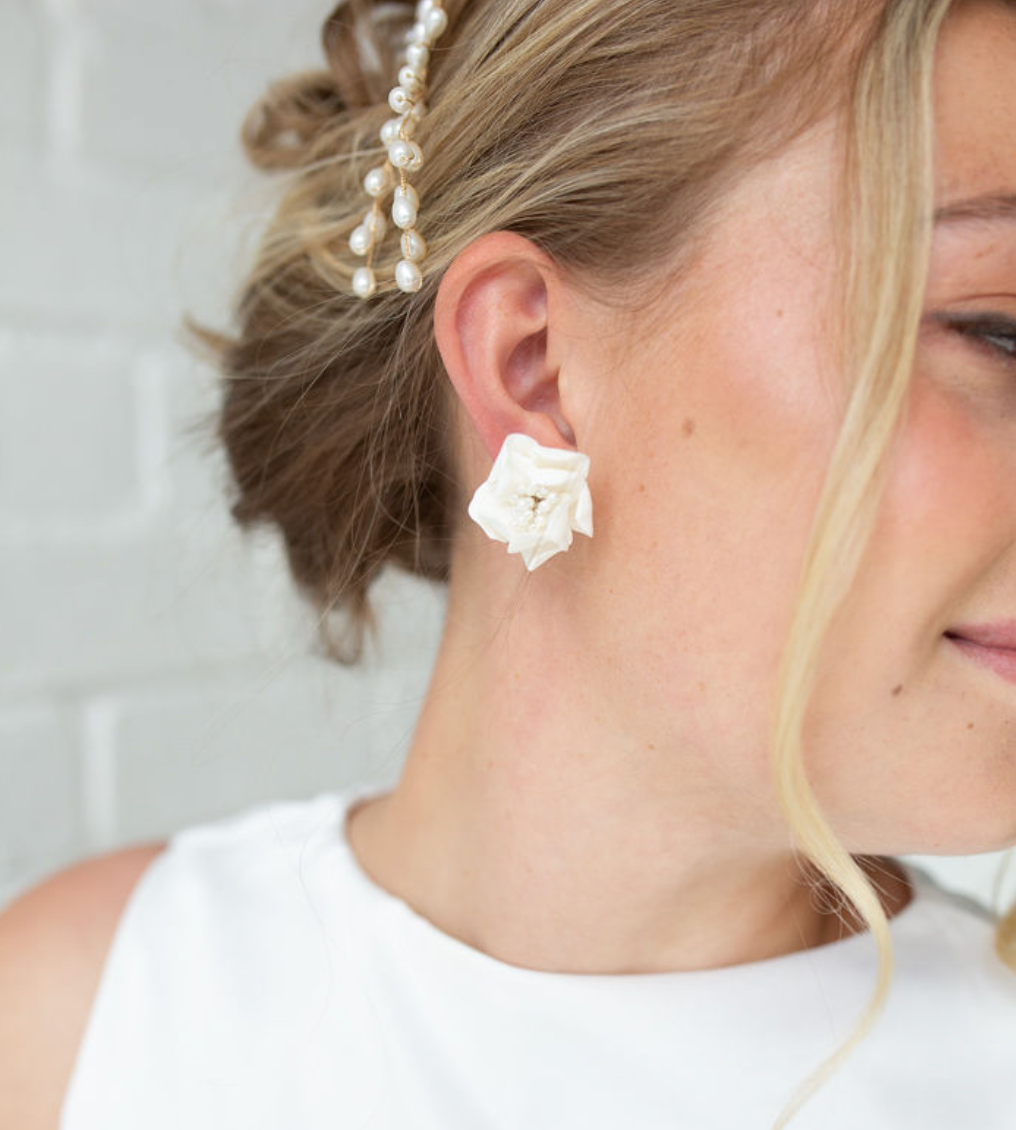 Jemima - Flower Design Earrings with Pearl Stamens 2.5cm – The Bobby Pin